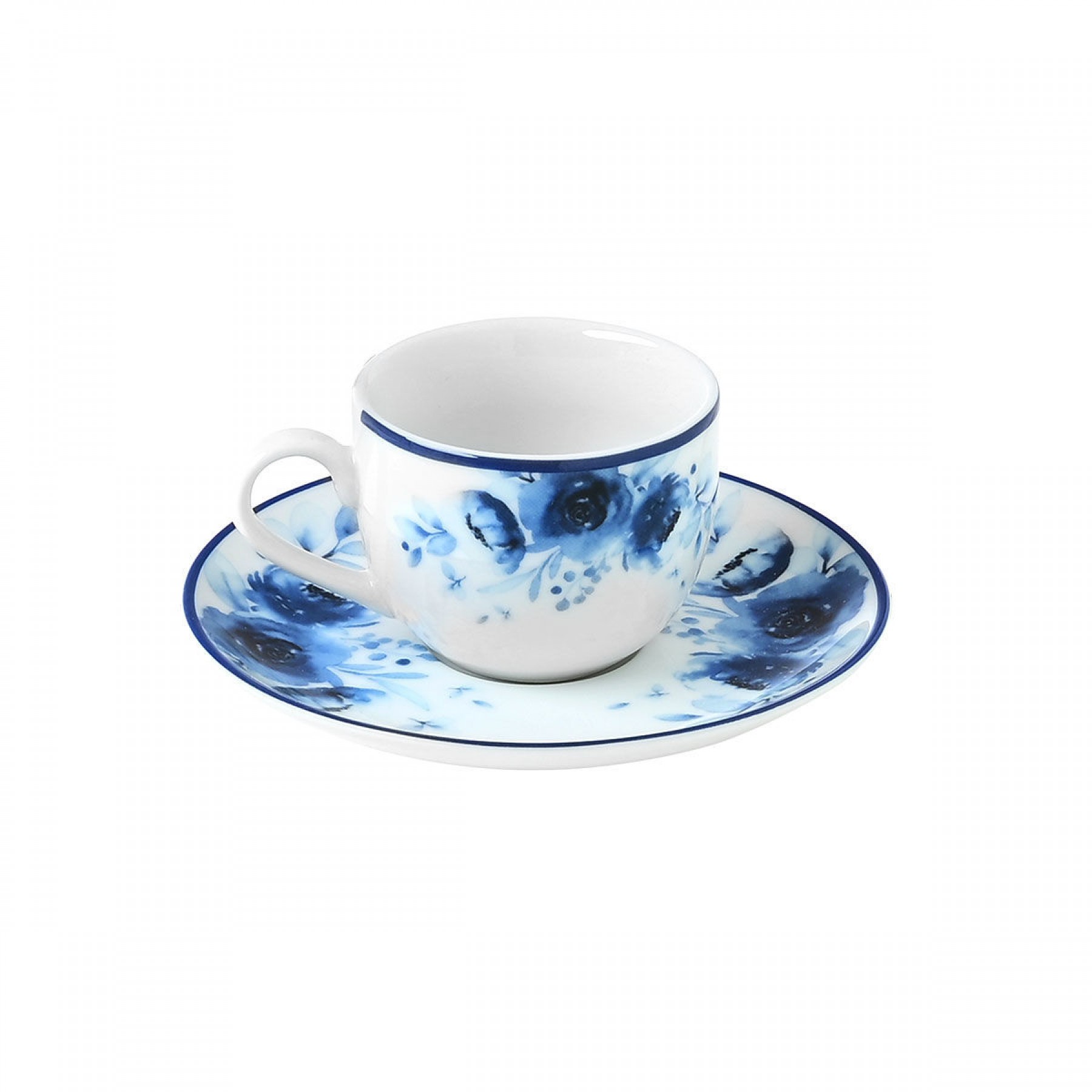 ESTIA ΦΛΙΤΖΑΝΙ ΚΑΦΕ BLUE ROSE ΠΟΡΣΕΛΑΝΙΝΟ ΑΝΑΓΛΥΦΟ 100ml ΜΕ ΠΙΑΤΑΚΙ